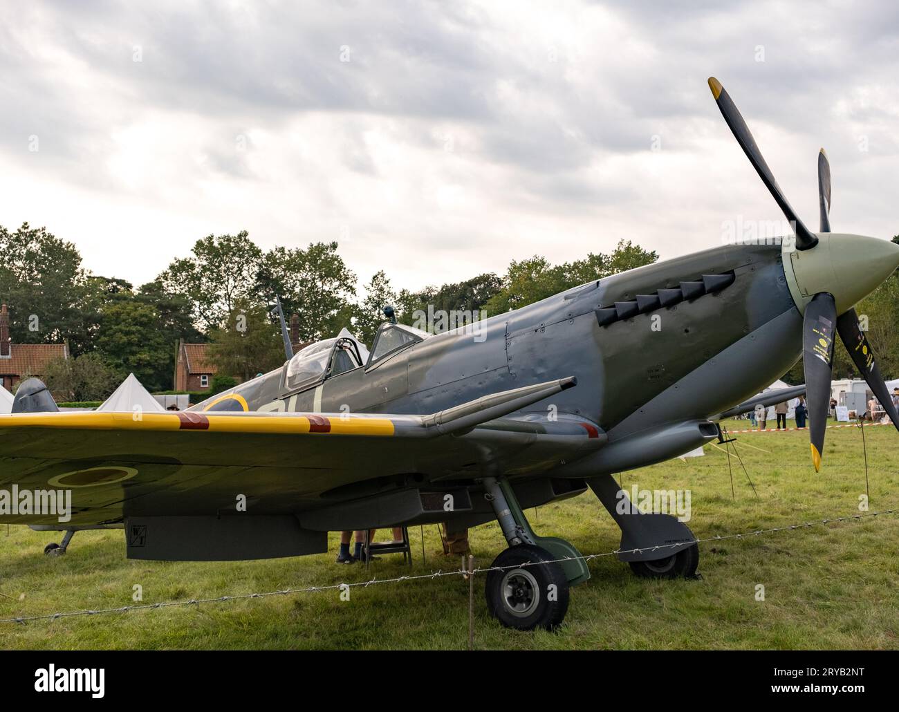 Holt, Norfolk, UK – September 16 2023. Restored WW2 Spitfire plane on ...