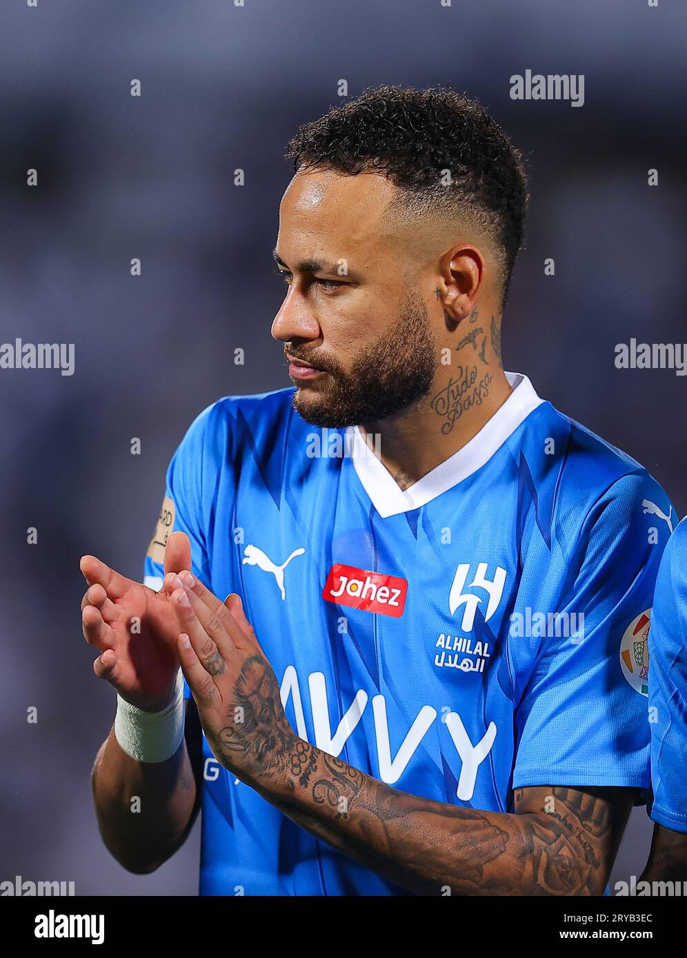 Neymar Jr of Al-Hilal SFC smiles during the Match Day 8 of the SAFF ...