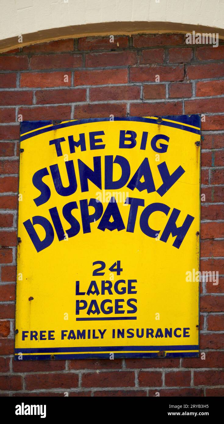 A collection of colourful vintage metal sign advertising The big Sunday ...