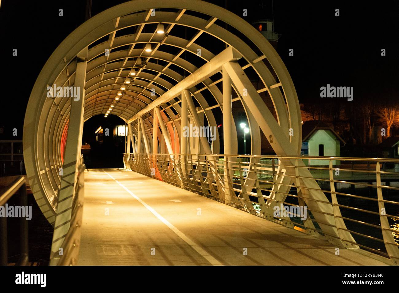 pedestrian footbridge over the port canal Stock Photo - Alamy