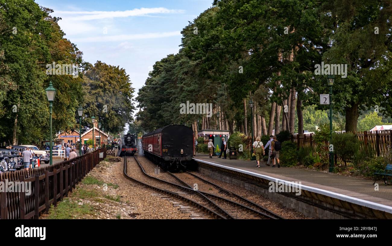 Holt, Norfolk, UK – September 16 2023. Steam trains in Holt railway ...