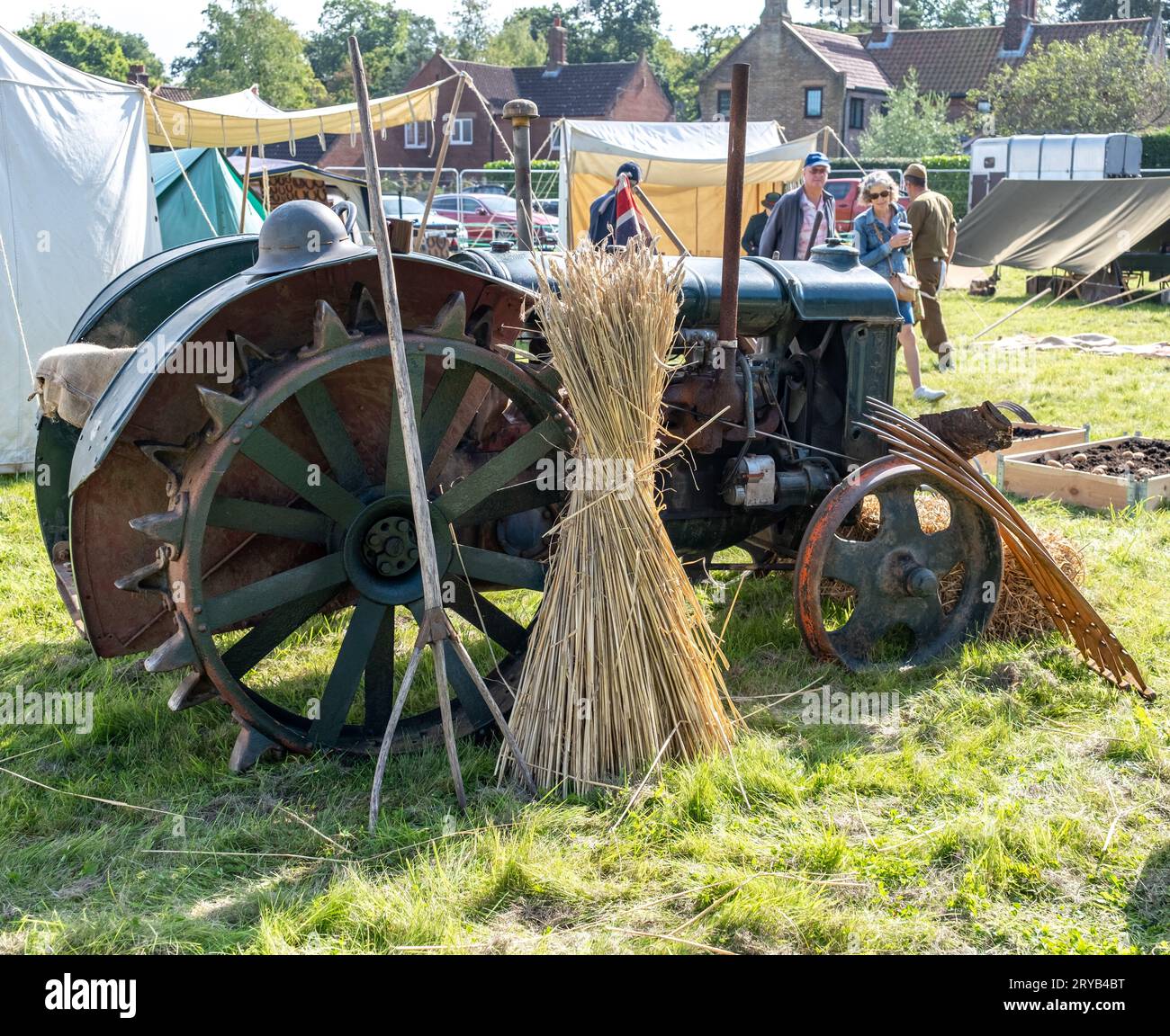 Holt, Norfolk, UK – September 16 2023. Vintage tractor used in a Land ...