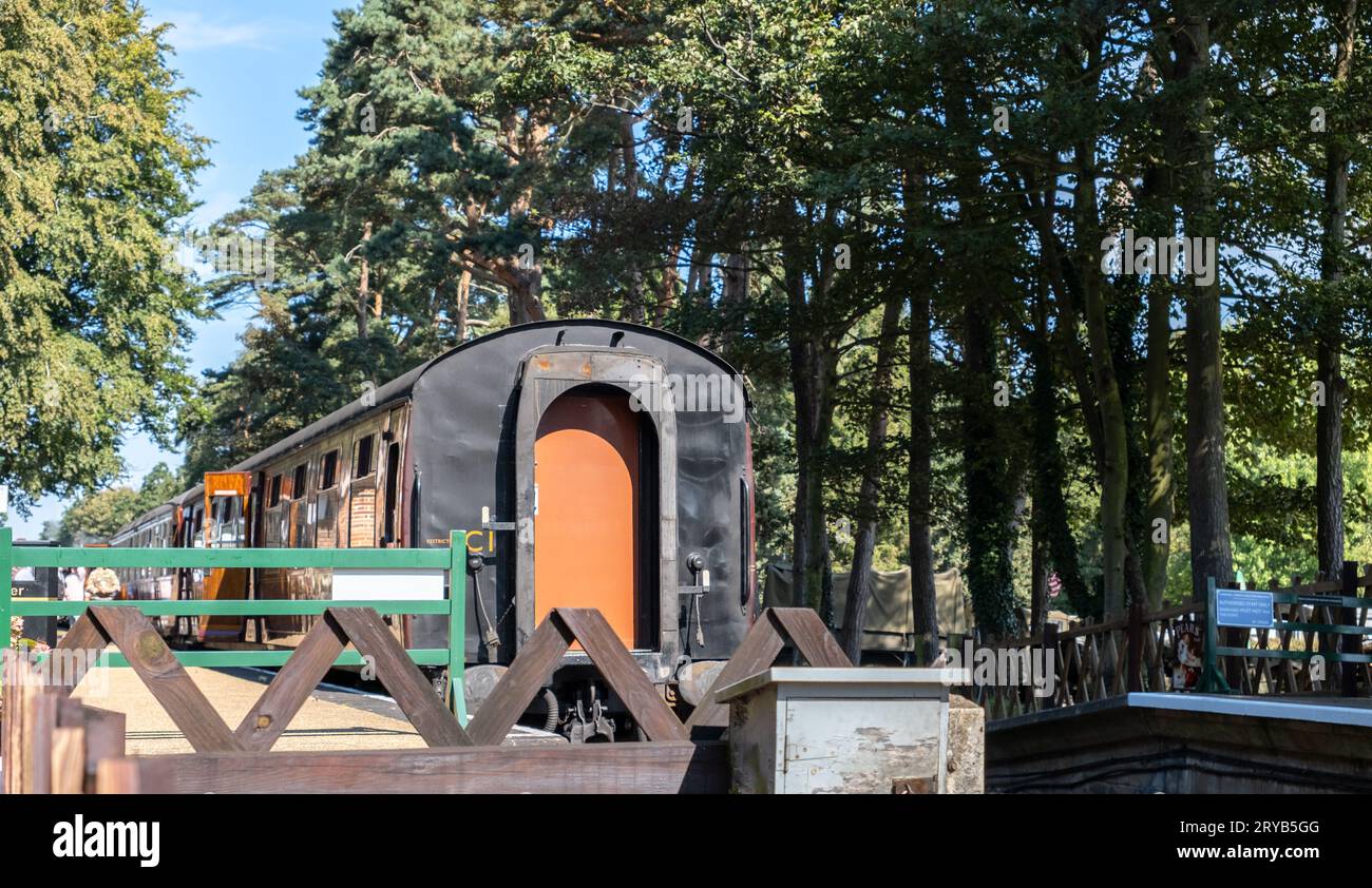 Holt, Norfolk, UK – September 16 2023. Vintage steam train at the ...