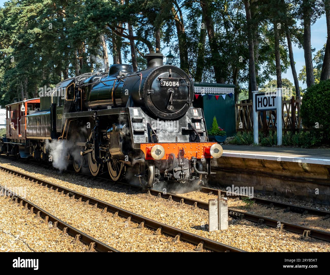 Holt, Norfolk, UK – September 16 2023. Vintage steam train at Holt ...