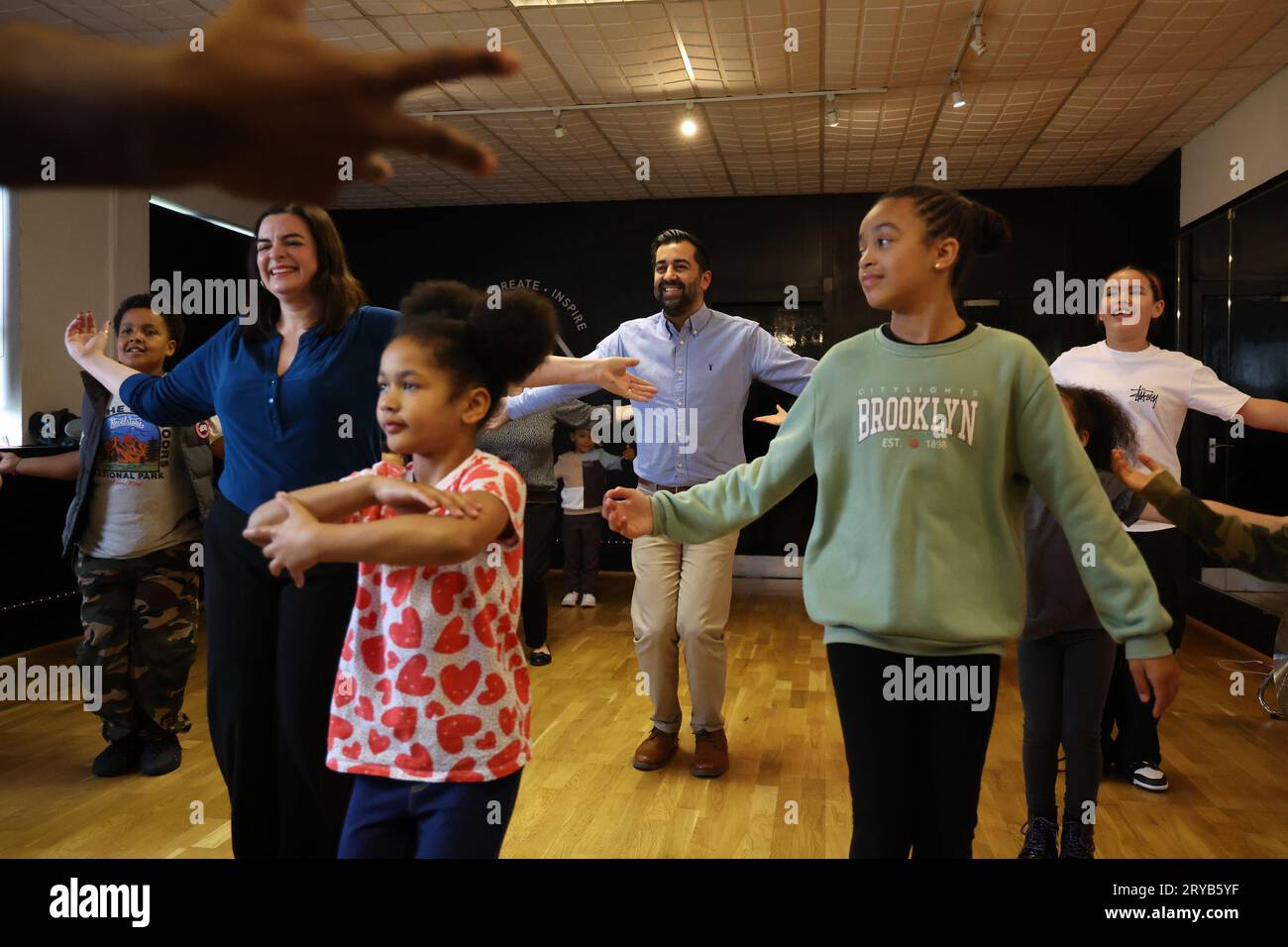 SNP leader Humza Yousaf joins SNP candidate Katy Loudon (second left ...