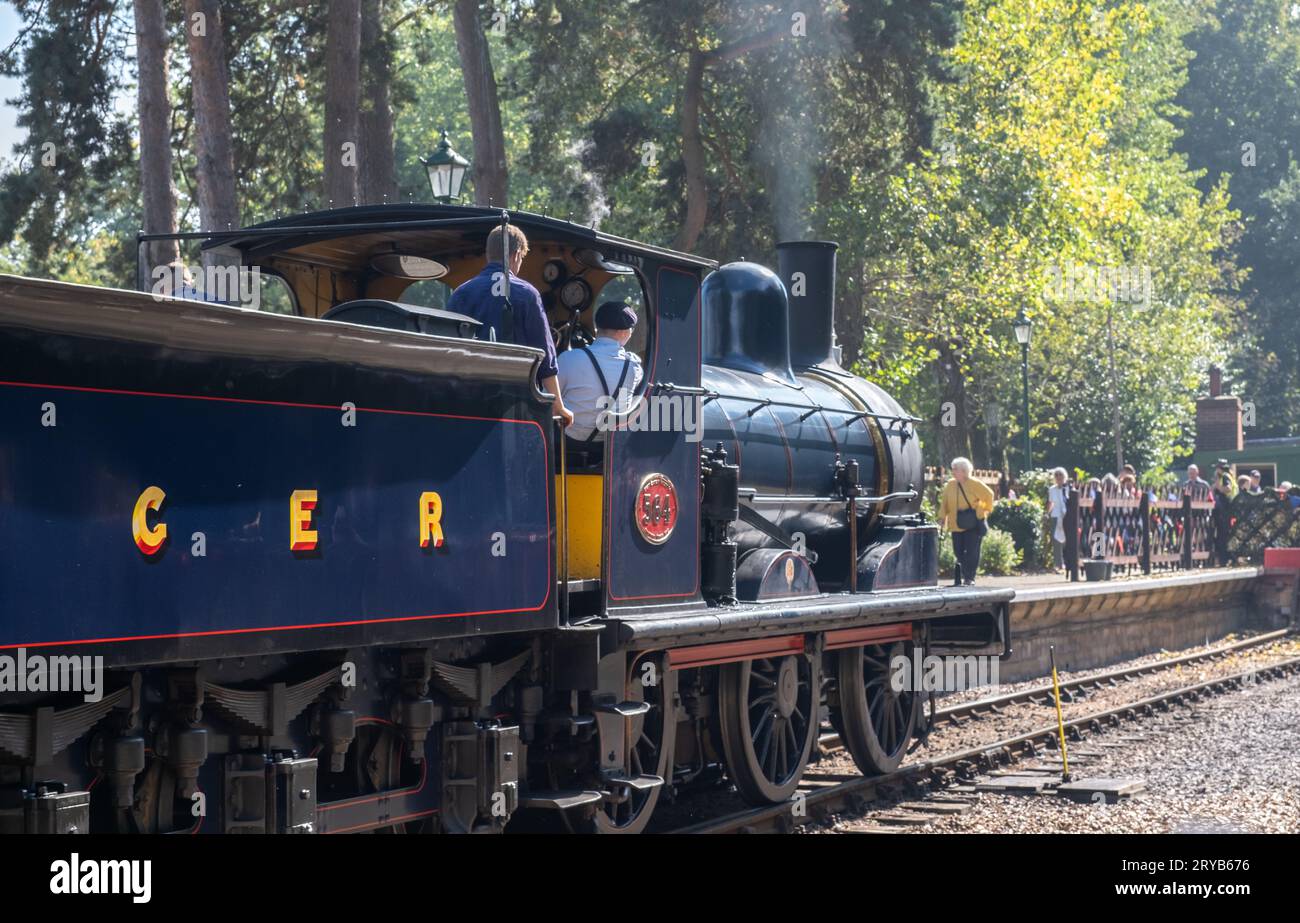 Holt, Norfolk, UK – September 16 2023. Vintage steam train at Holt ...