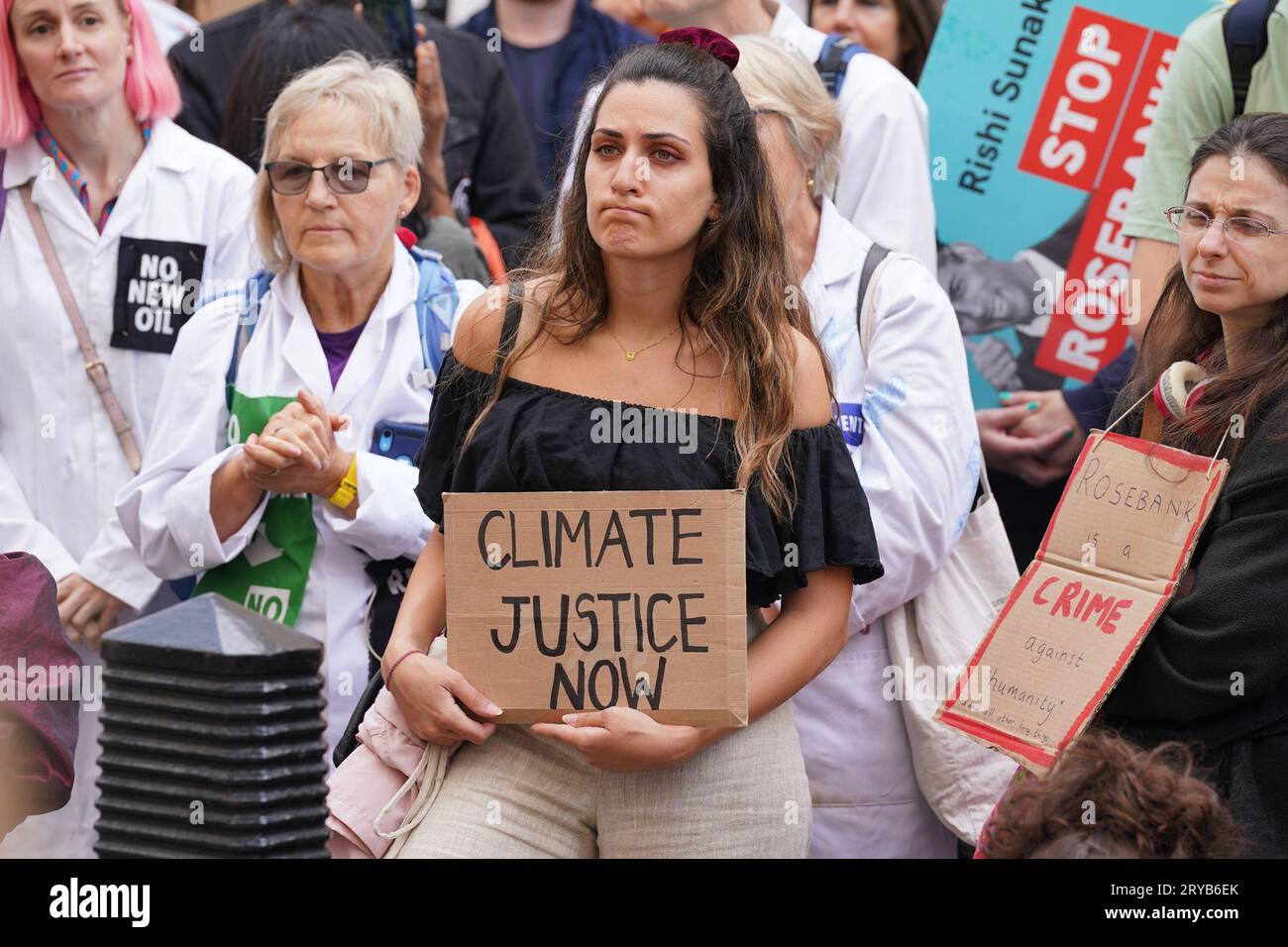People take part during a protest in central London after the ...