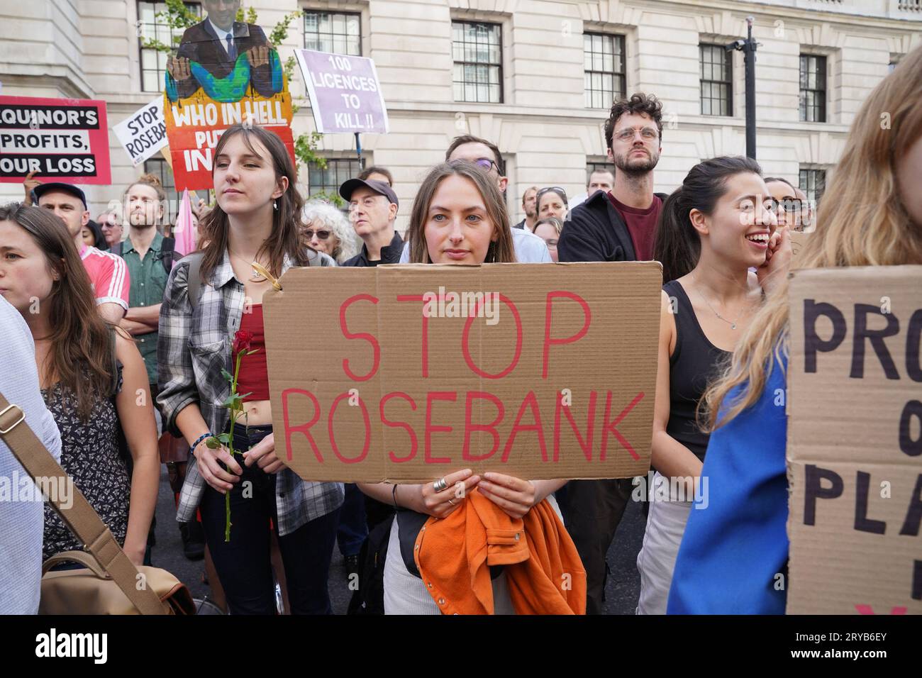 People take part during a protest in central London after the ...