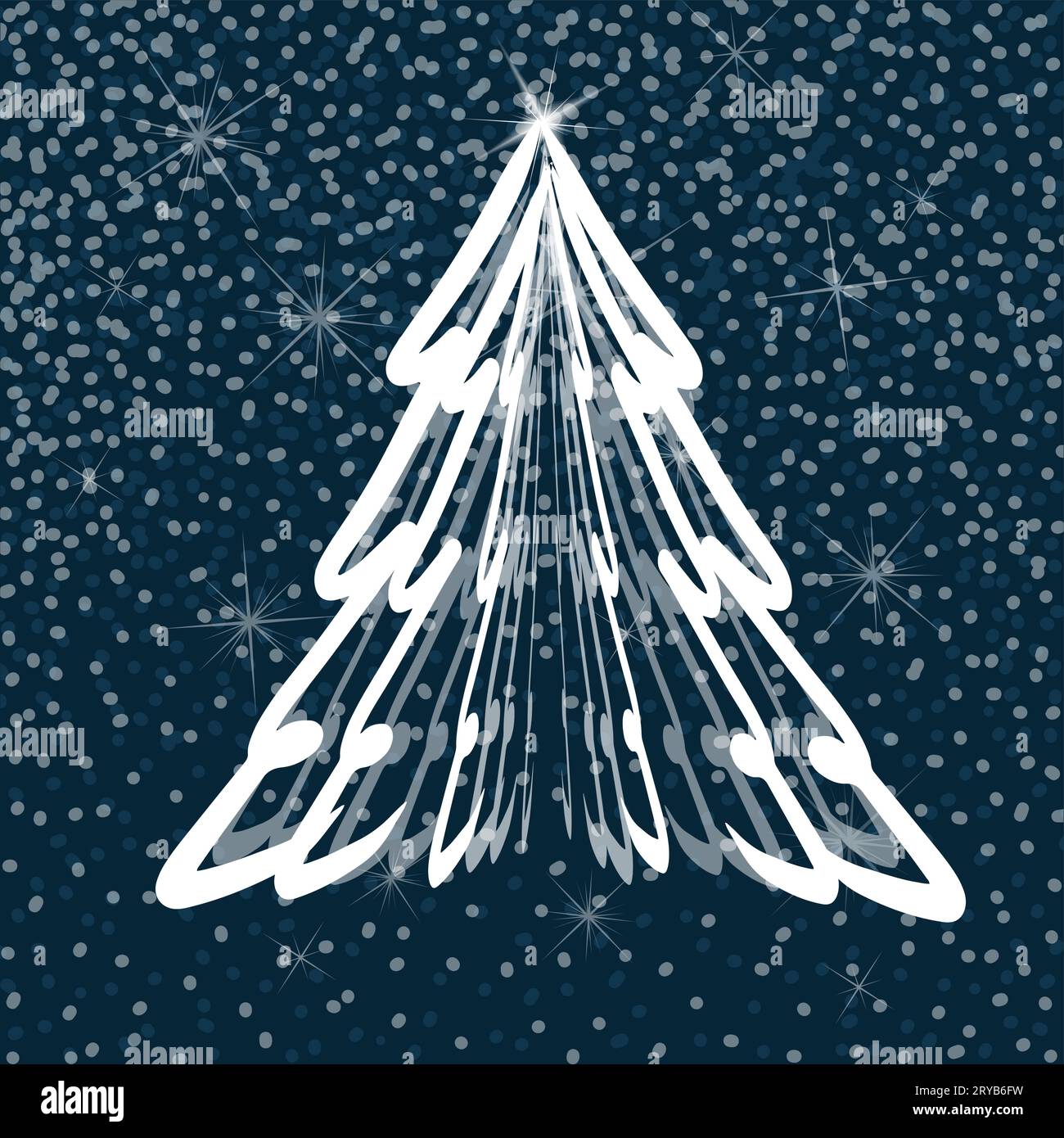 White Christmas tree abstract. Illustrat3. hand drawing. Not AI, Vector ...