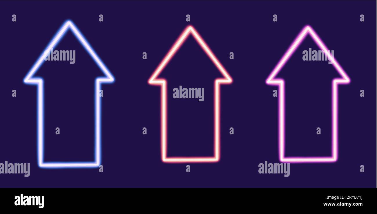 set arrow sign figure. direction glowing desktop icon, neon sticker ...