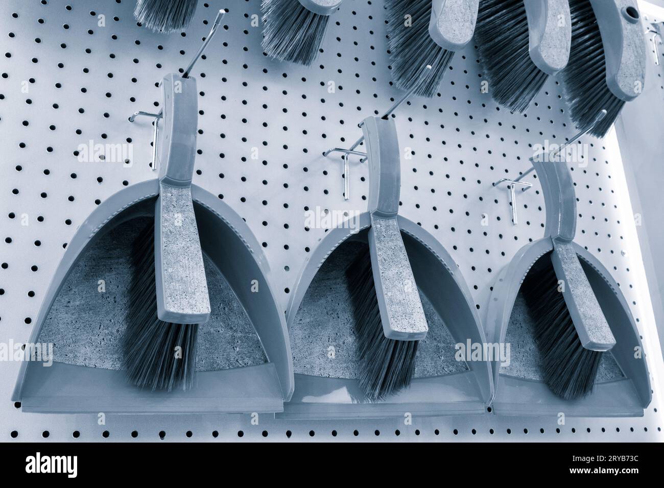 Brushes and dustpans, rags for cleaning an apartment and office in a ...