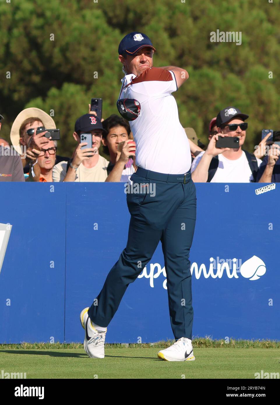 Rome, Italy. 30th Sep, 2023. Team Europe's Rory Mcllroy drives on the ...