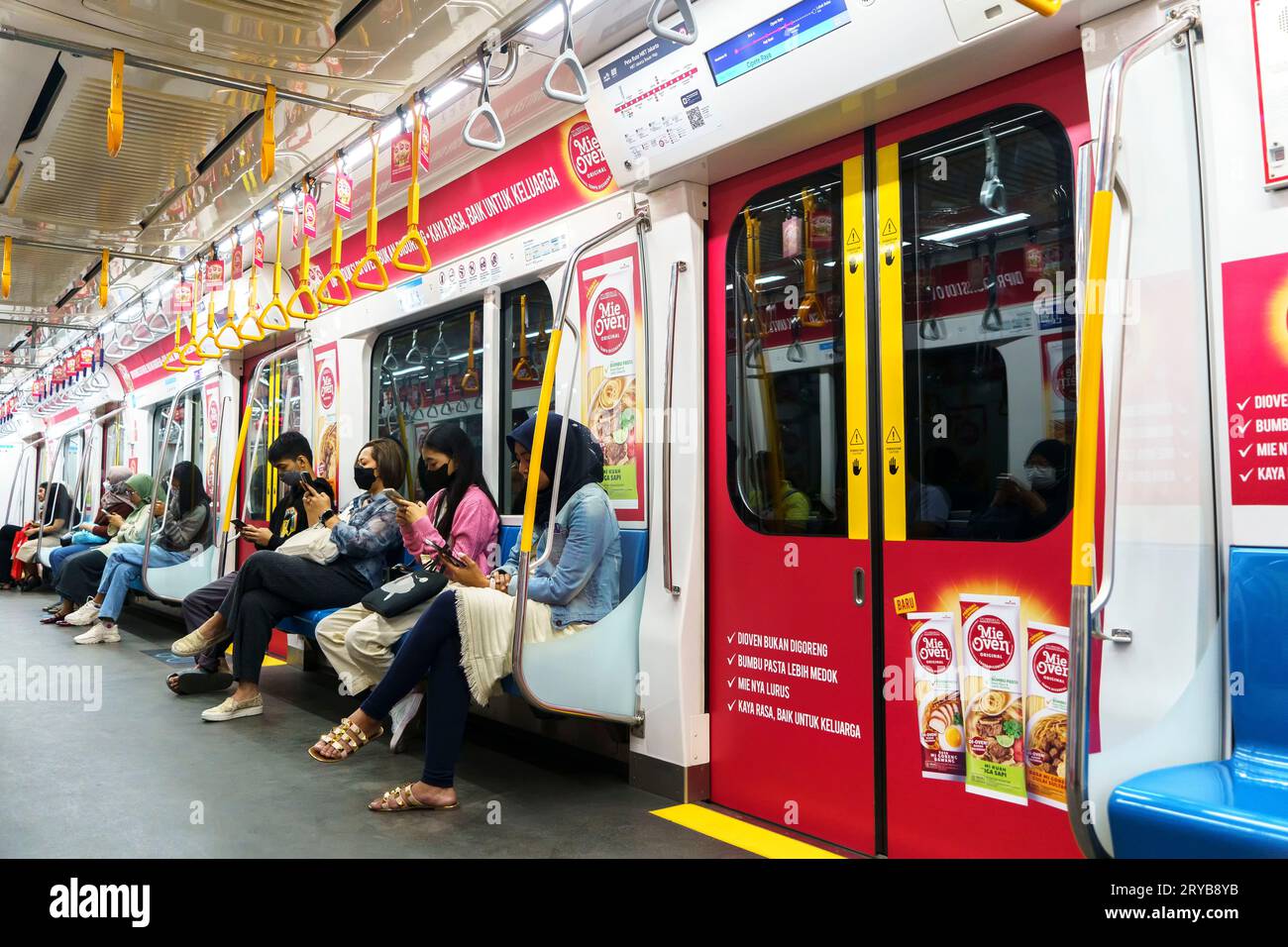 September 28, 2023. Jakarta, Indonesia. The situation inside the train ...