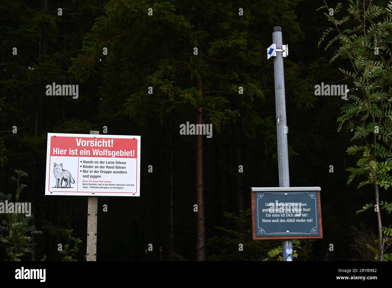 Warning sign in the Black Forest in Germany indicating that one is in ...