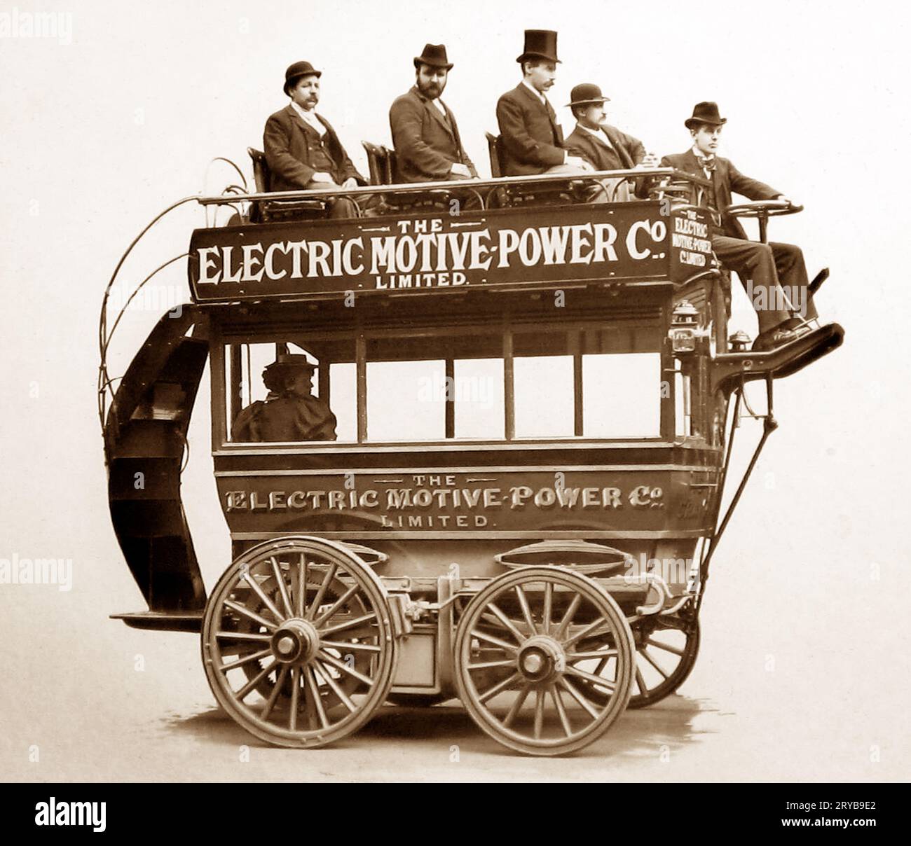 An electric bus, The Electric Motive Power Company Ltd, in 1902 Stock ...