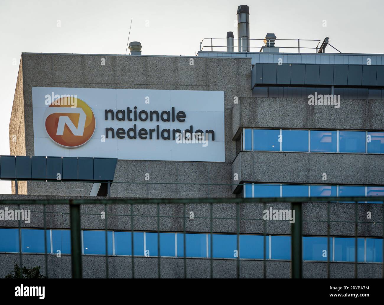 Amsterdam, The Netherlands, 29.09.2023, Logo of Nationale Nederlanden on the building Stock ...