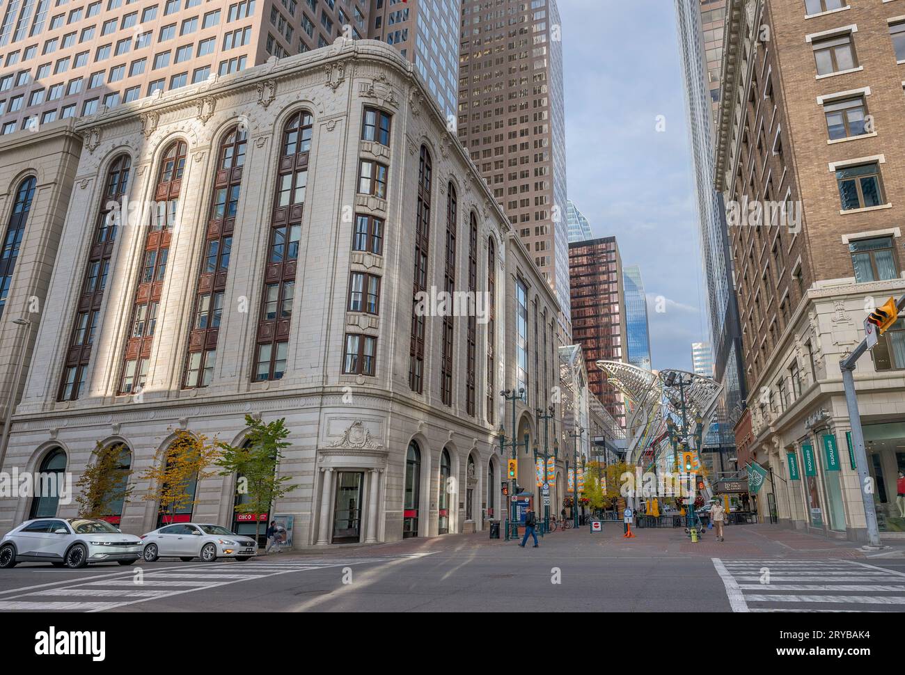 Calgary, Alberta, Canada – September 26, 2023: Street scene of downtown ...