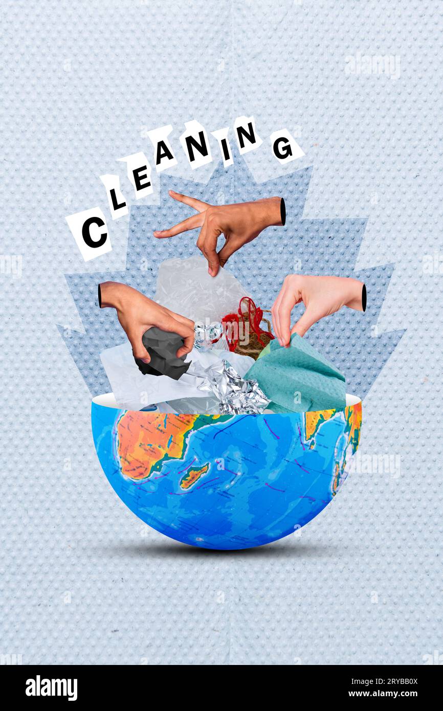 Composite collage image of hands cleaners planet earth international ...
