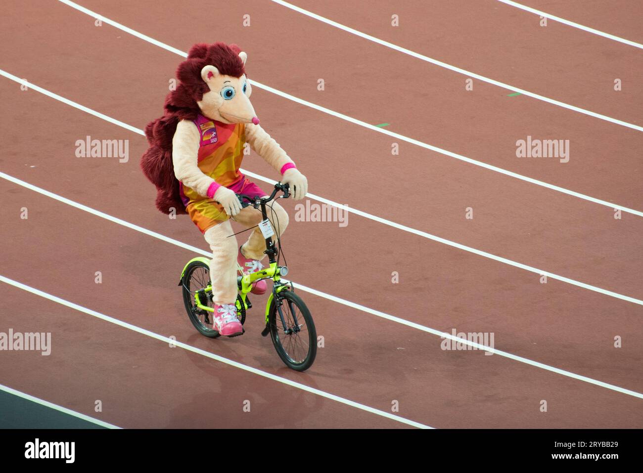 Hero the Hedgehog mascot entertaining the crowds at the London 2017 ...