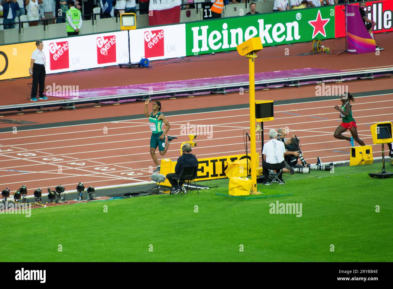 Caster Semenya crossing the finishing line of the Women's 800 Metres final - London 2017 World ...