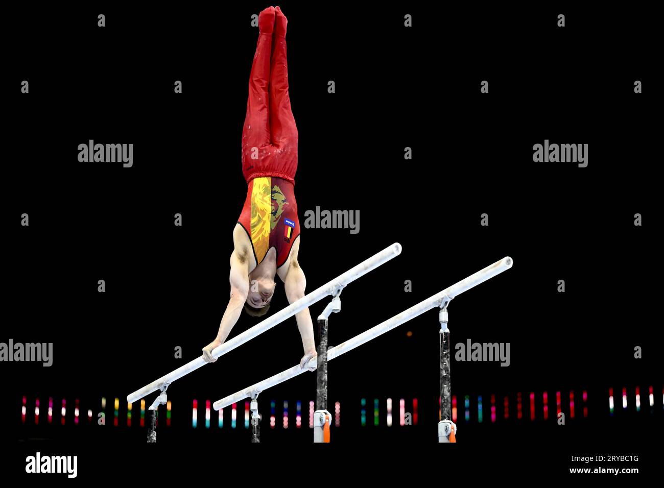 Antwerp, Belgium. 30th Sep, 2023. Belgian gymnast Nicola Cuyle pictured ...