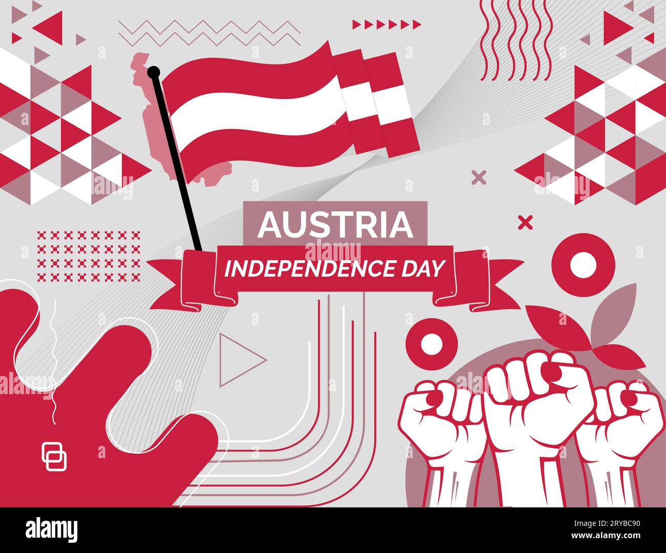 Austria national day banner with map, flag colors theme background and ...