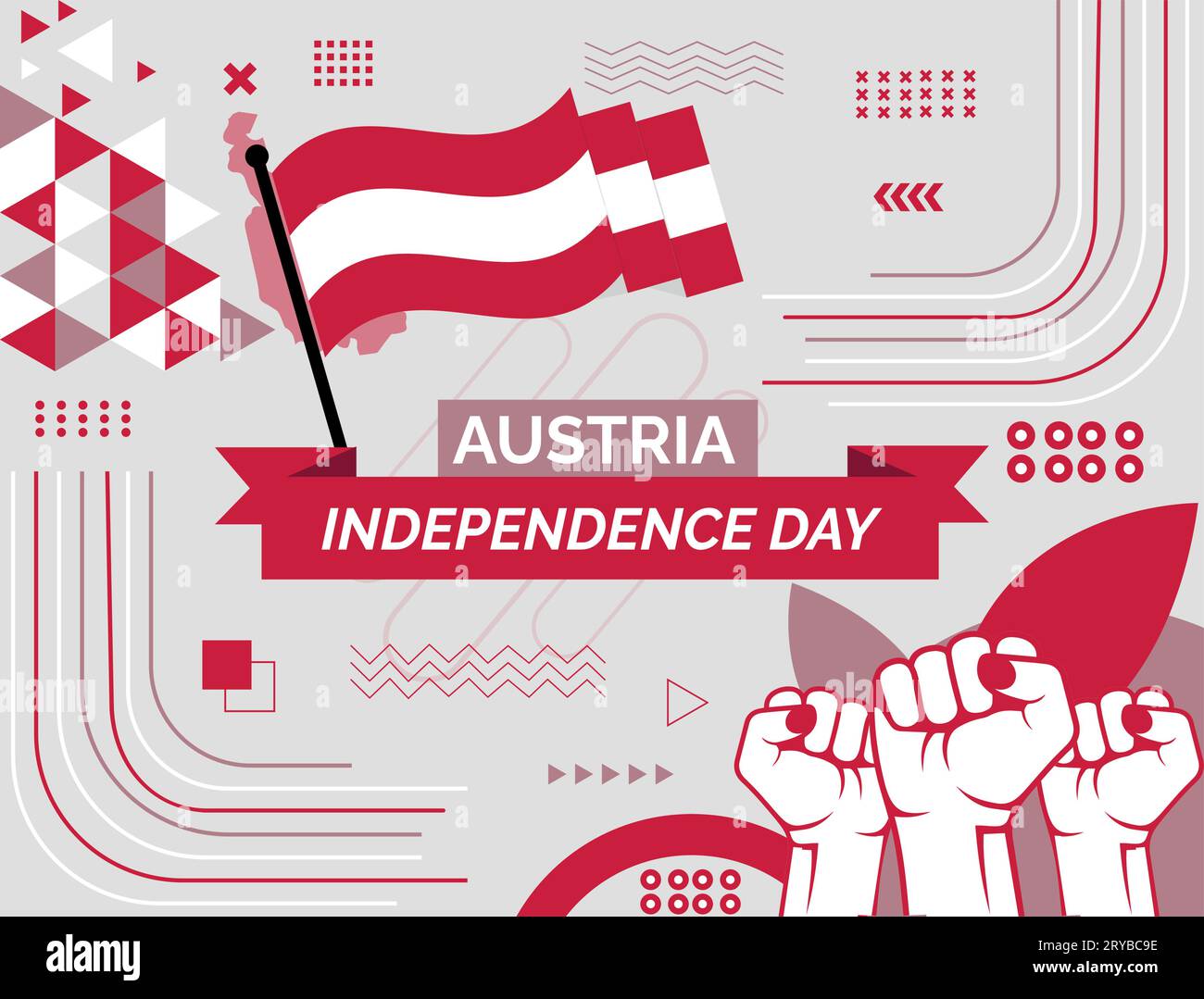Austria national day banner with map, flag colors theme background and ...