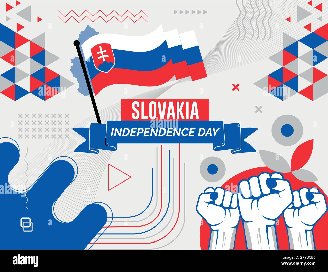 slovakia national day banner with map, flag colors theme background and ...
