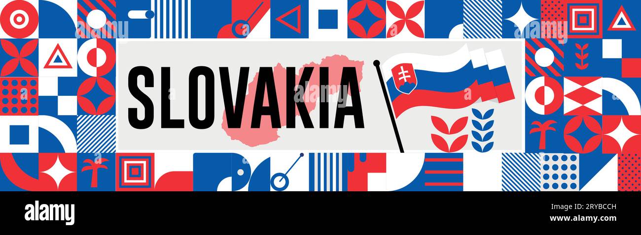 slovakia national day banner with map, flag colors theme background and ...