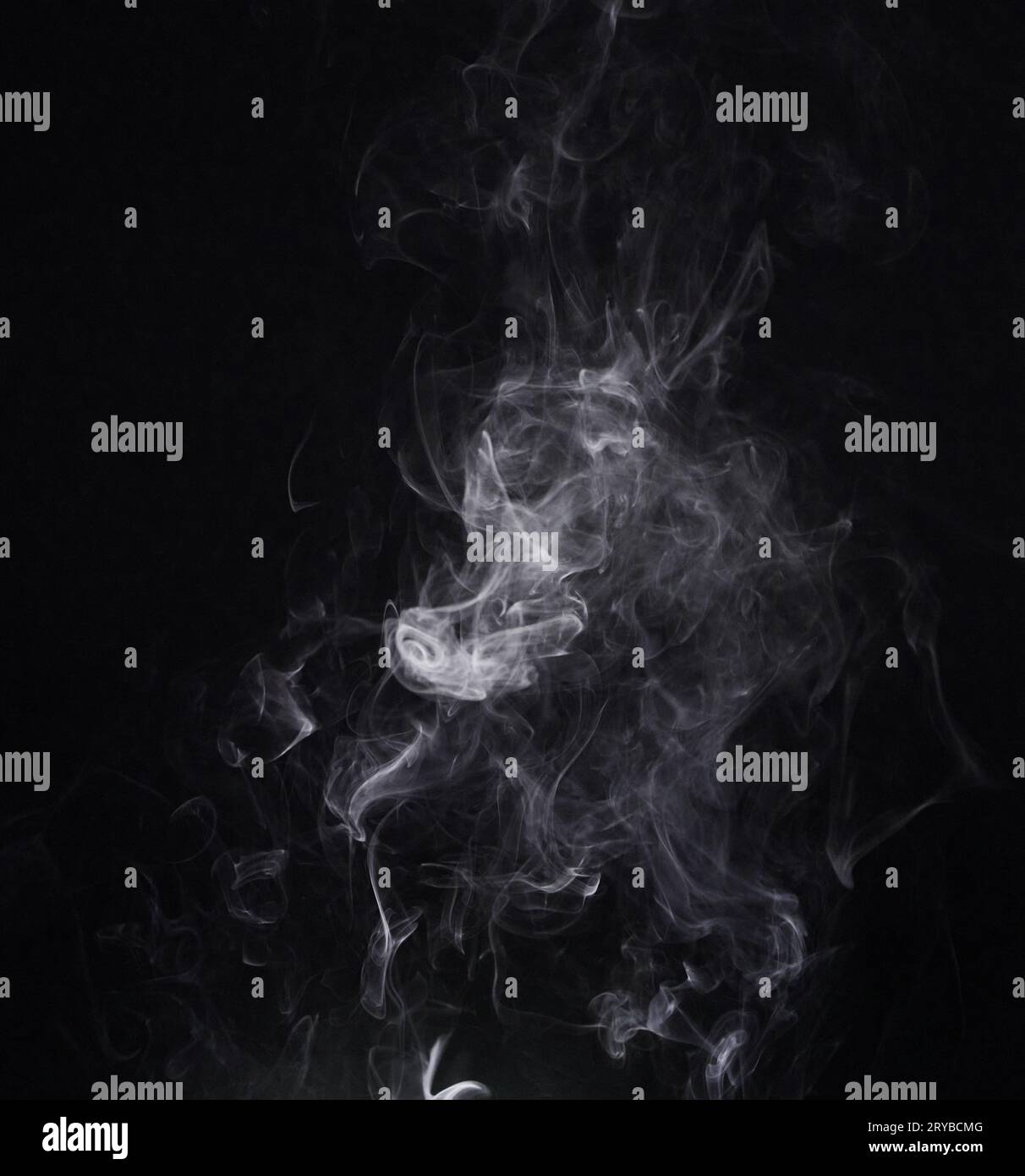 White smoke, creative and art on black background, fog and pattern in ...