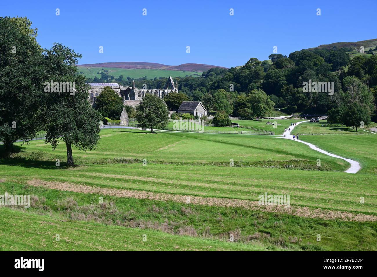 The ruins of the 12th century Augustinian monastery at Bolton Abbey ...