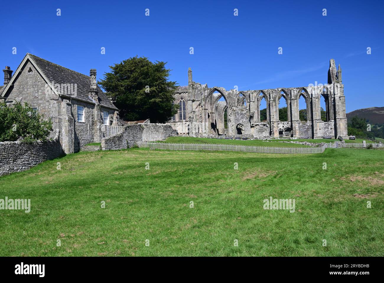 The ruins of the 12th century Augustinian monastery at Bolton Abbey ...