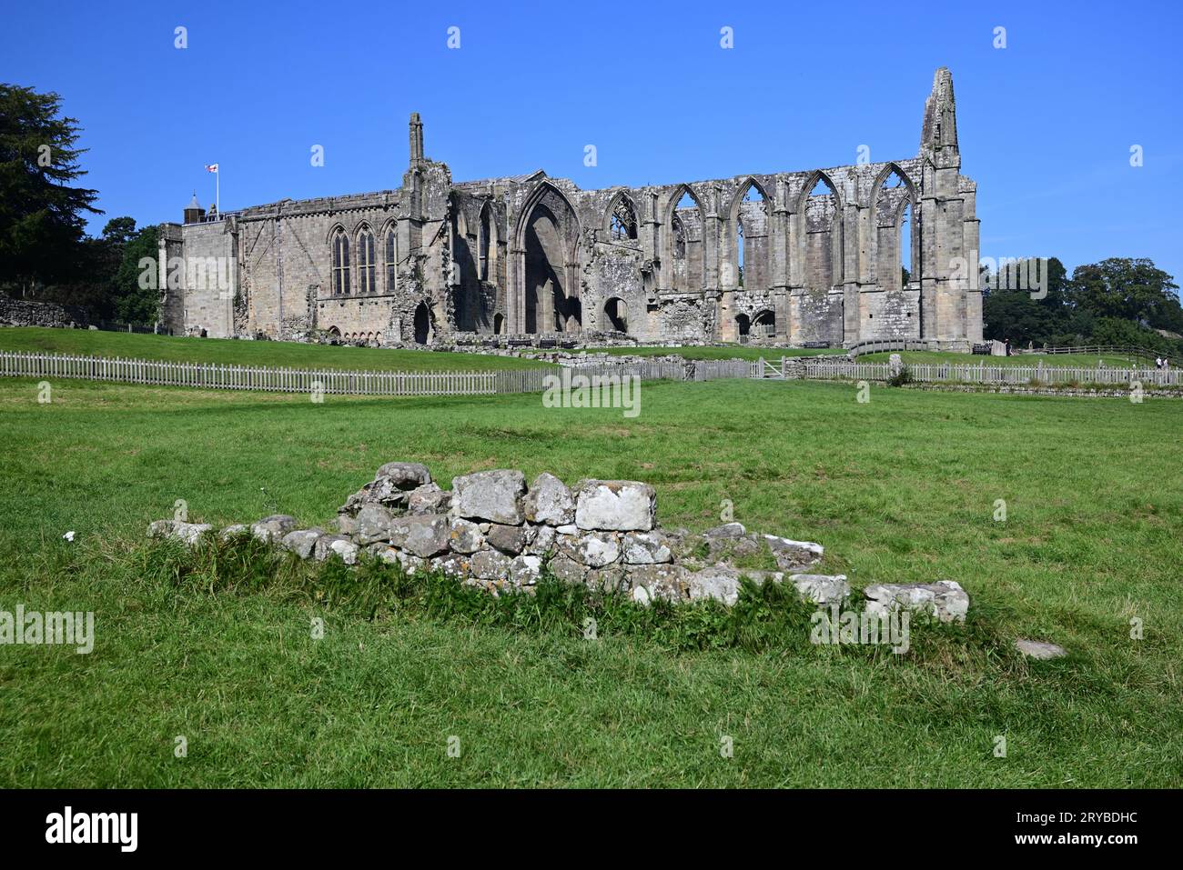 The ruins of the 12th century Augustinian monastery at Bolton Abbey ...