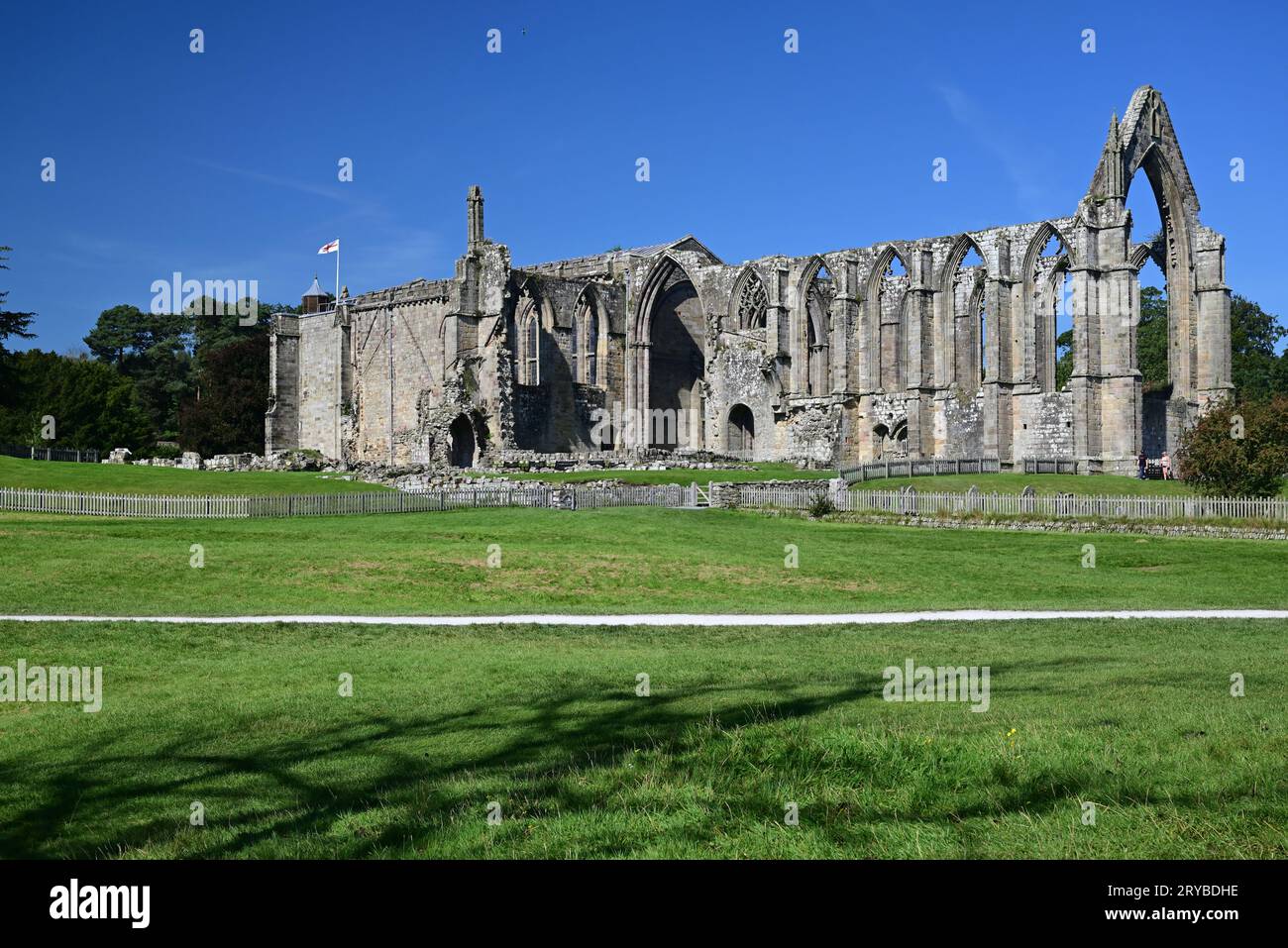 The ruins of the 12th century Augustinian monastery at Bolton Abbey ...