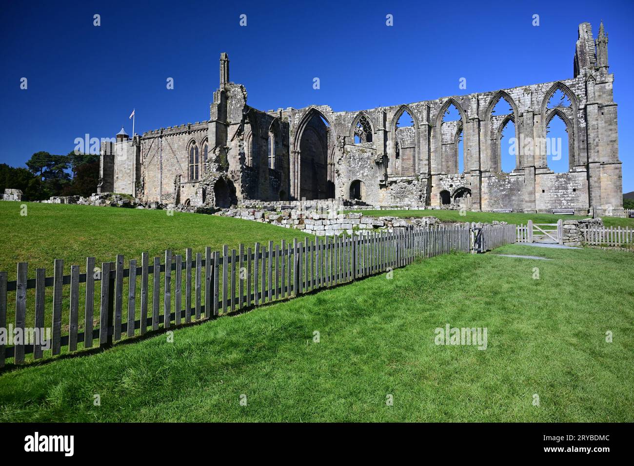 The ruins of the 12th century Augustinian monastery at Bolton Abbey ...