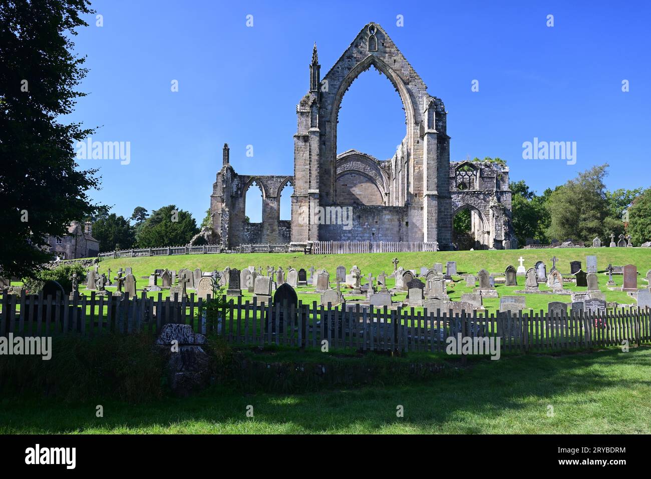The ruins of the 12th century Augustinian monastery at Bolton Abbey ...