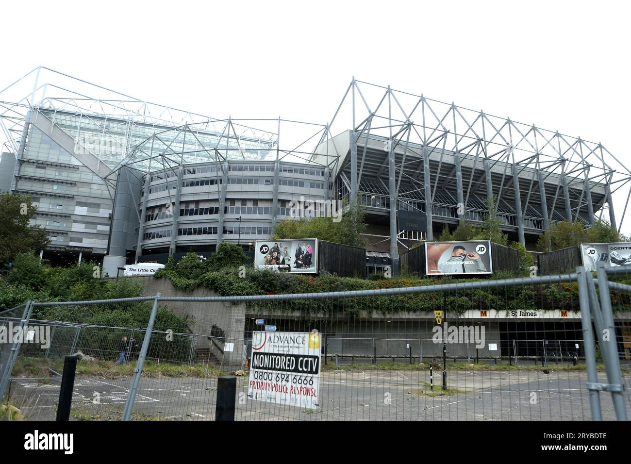 General view from outside the stadium and St James' Metro station ...