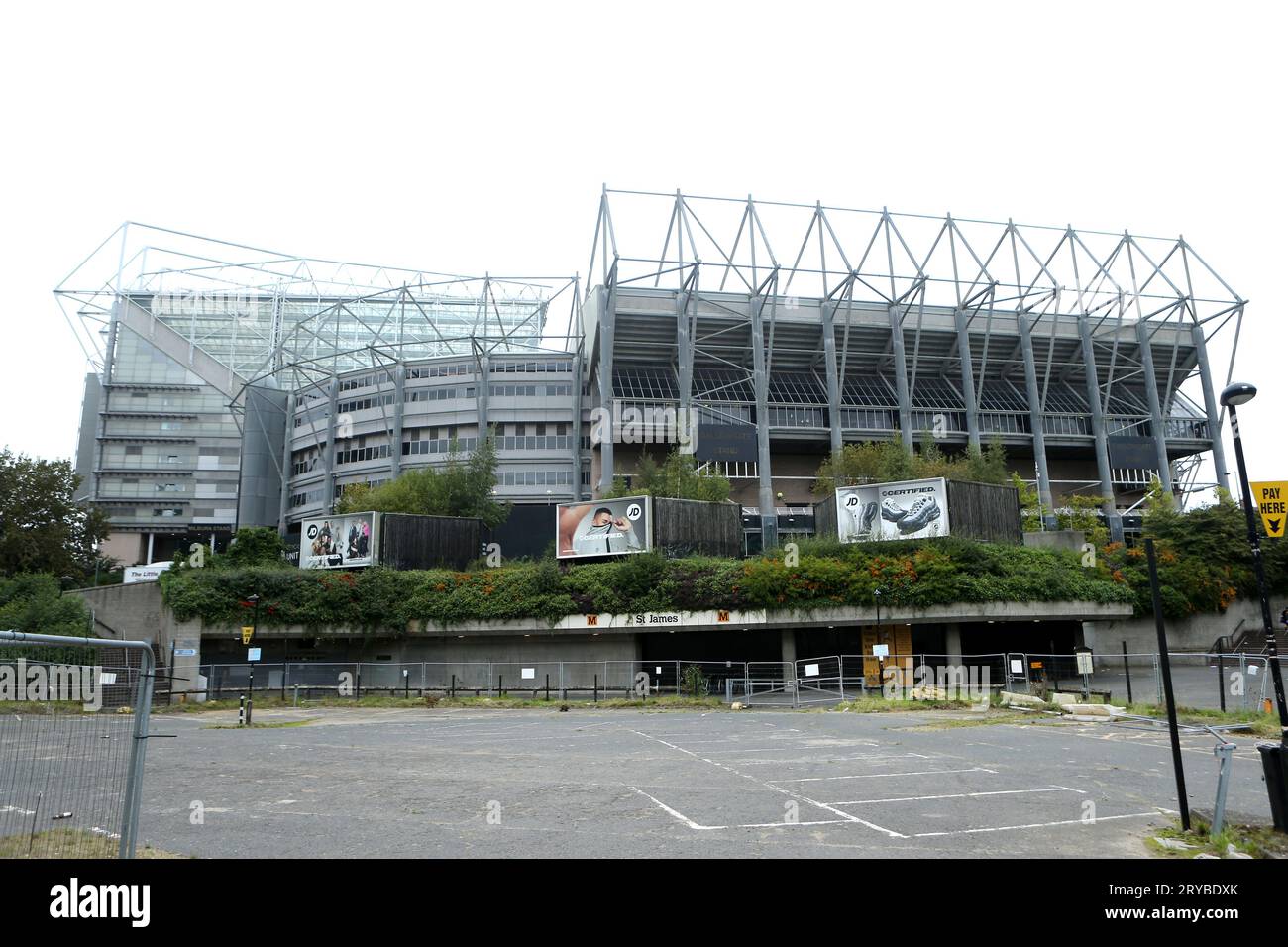 General view from outside the stadium and St James' Metro station ...