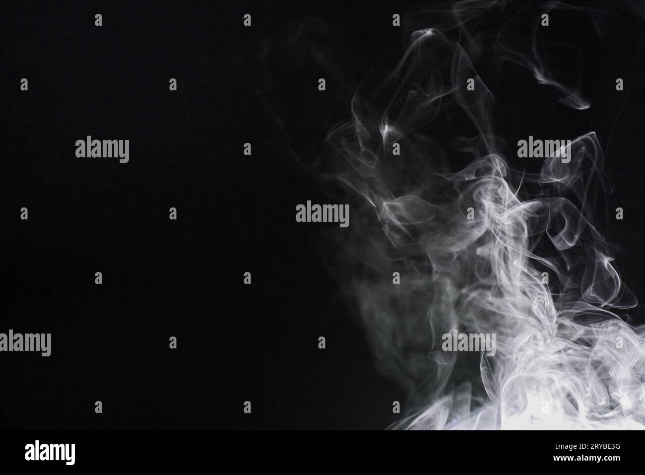 Smoke, dark background and incense, fog or gas on mockup space ...