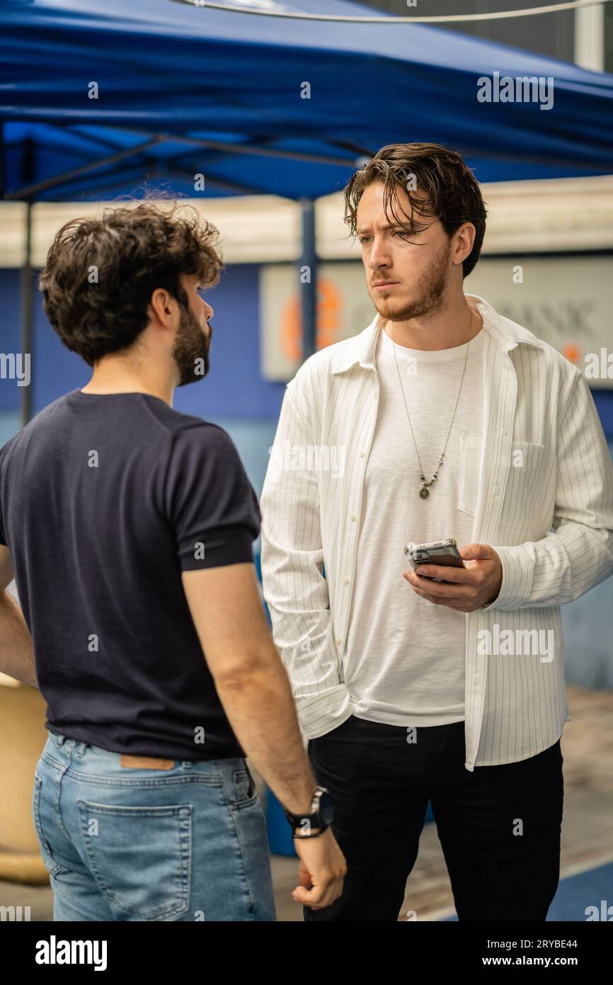Male students on college break Stock Photo - Alamy