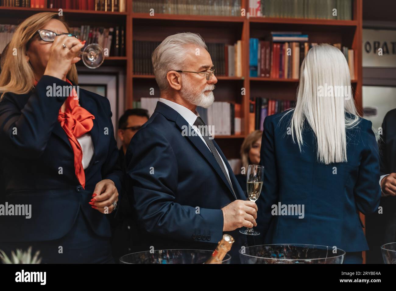 Business Team Celebrating Successful Achievements at Company Event ...