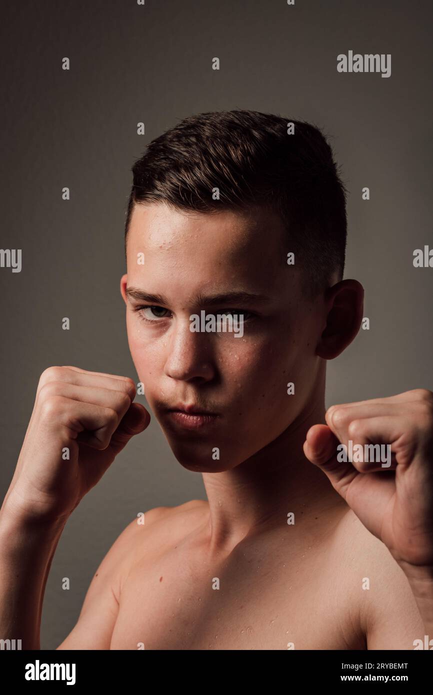Aggressive boxer fighting on ring hi-res stock photography and images ...