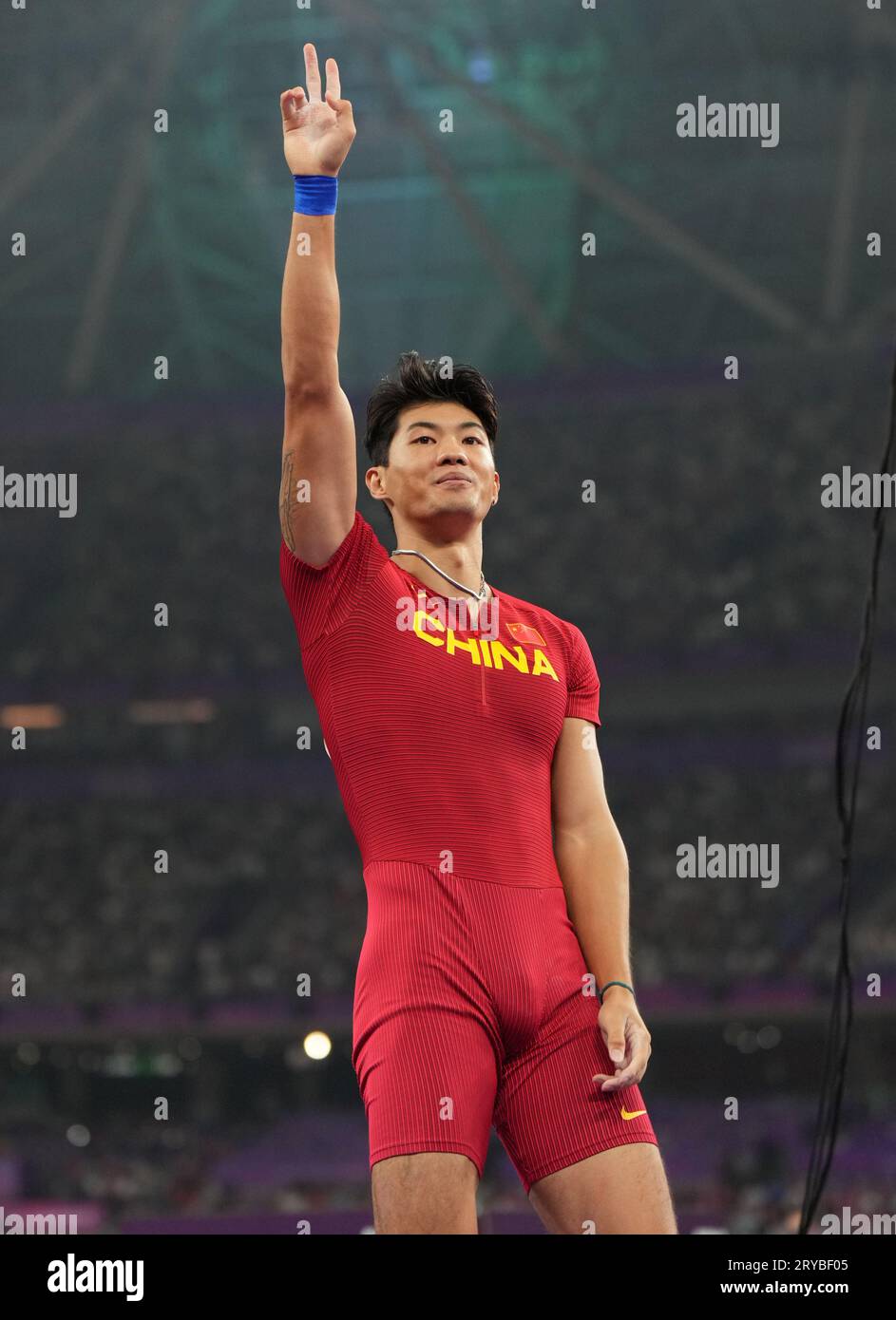 Hangzhou, China's Zhejiang Province. 30th Sep, 2023. Huang Bokai of China reacts during the Men ...