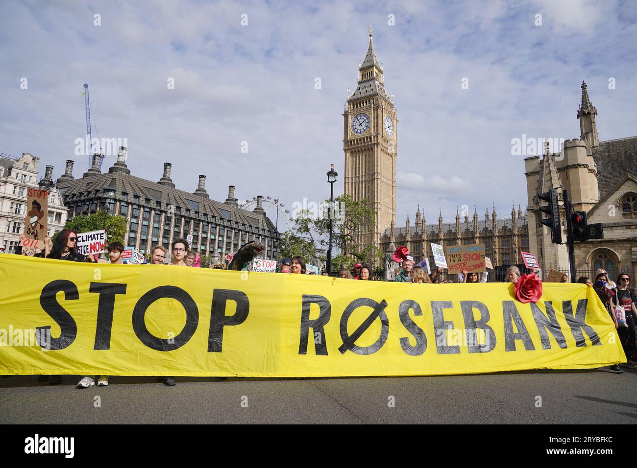 People take part during a protest in central London after the ...