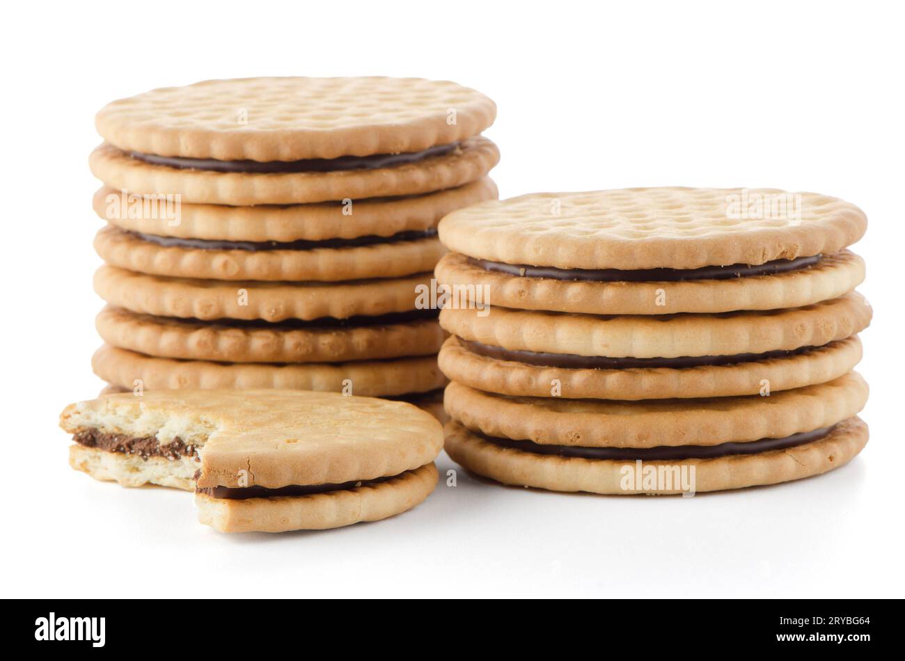 Sandwich biscuits with chocolate filling Stock Photo - Alamy