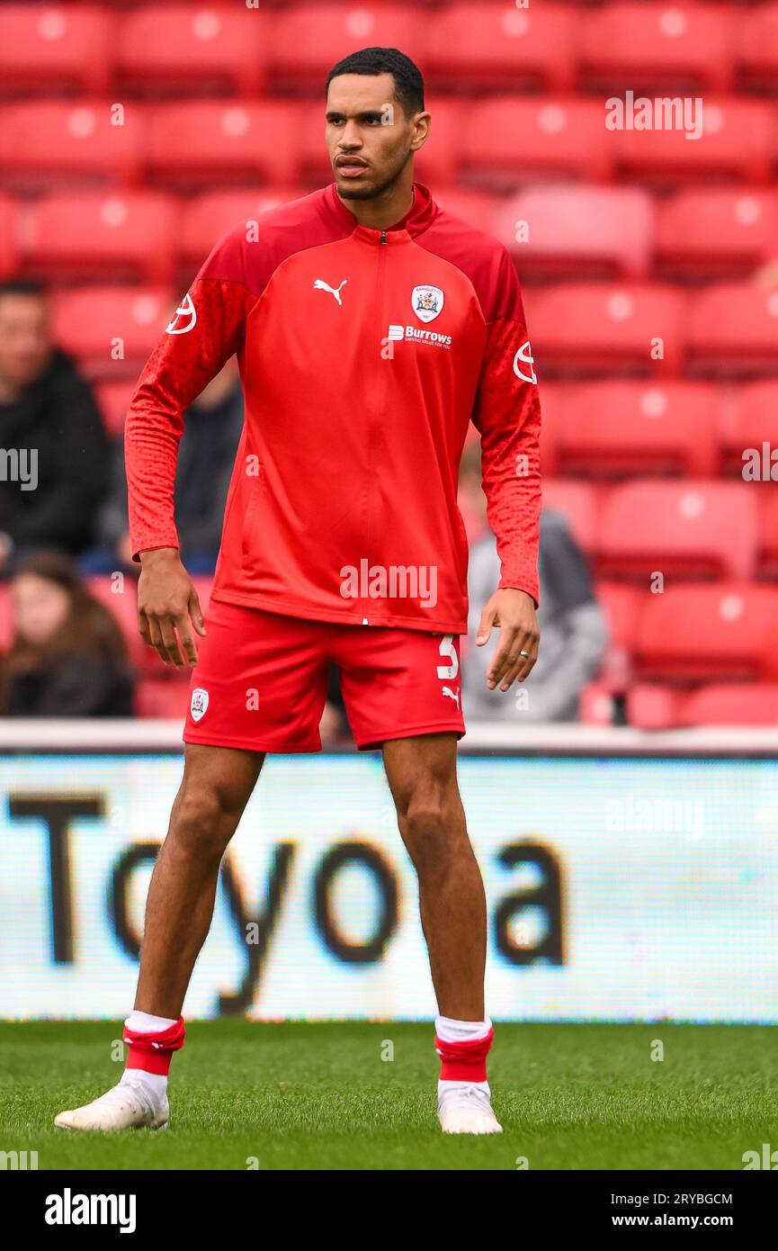 Jon Russell #3 of Barnsley during the pre-game warmup ahead of the Sky ...