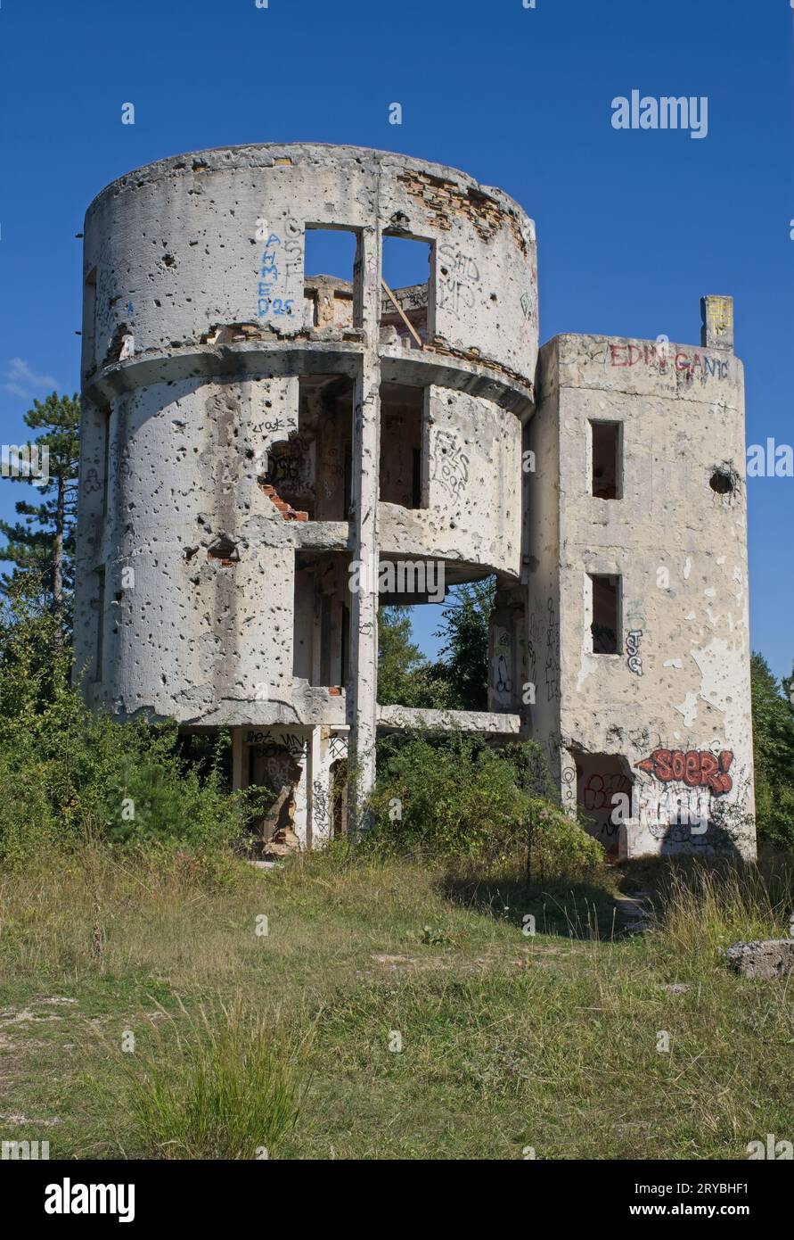 Sarajevo, Bosnia and Herzegovina - Sep 28, 2023: Signs of bosnian war ...