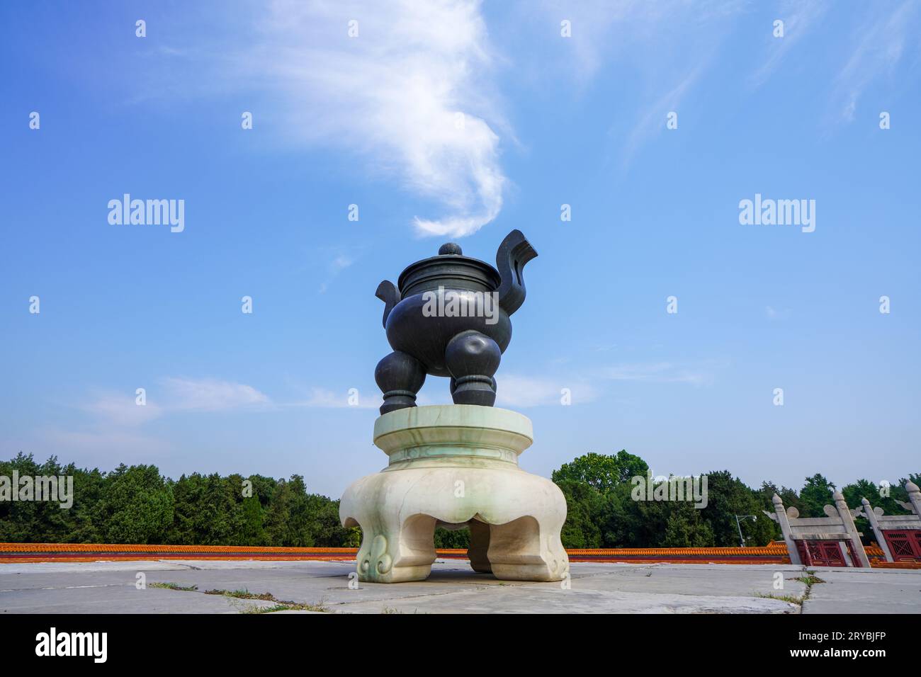 Beijing City, China - July 2, 2023: The incense burner on the Fangze ...