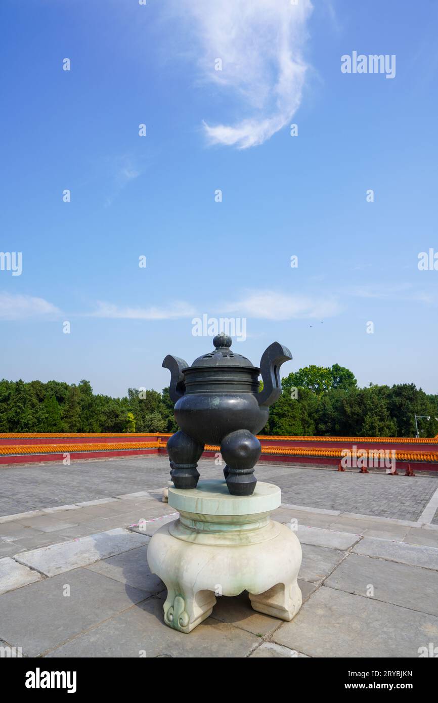 Beijing City, China - July 2, 2023: The incense burner on the Fangze ...