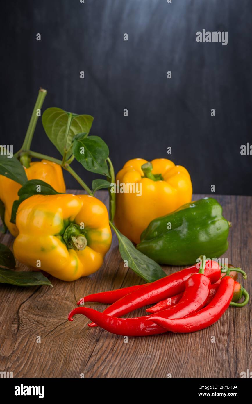 Colored bell peppers Stock Photo - Alamy